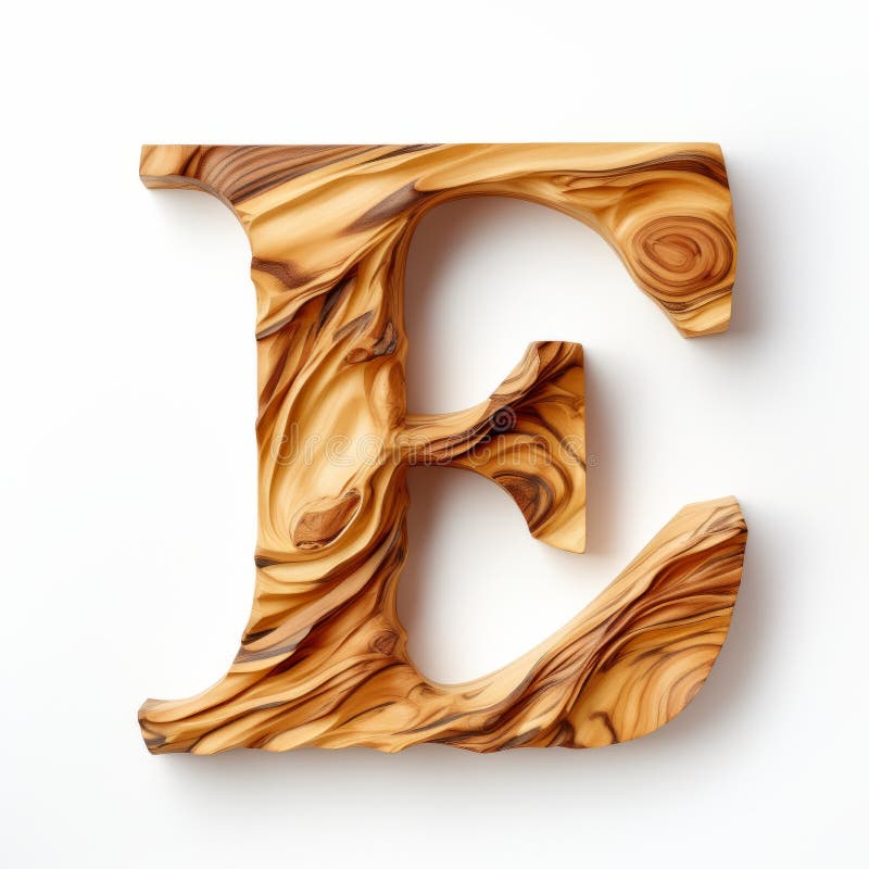 Surrealistic Wooden E Letter Isolated on White Background Stock ...