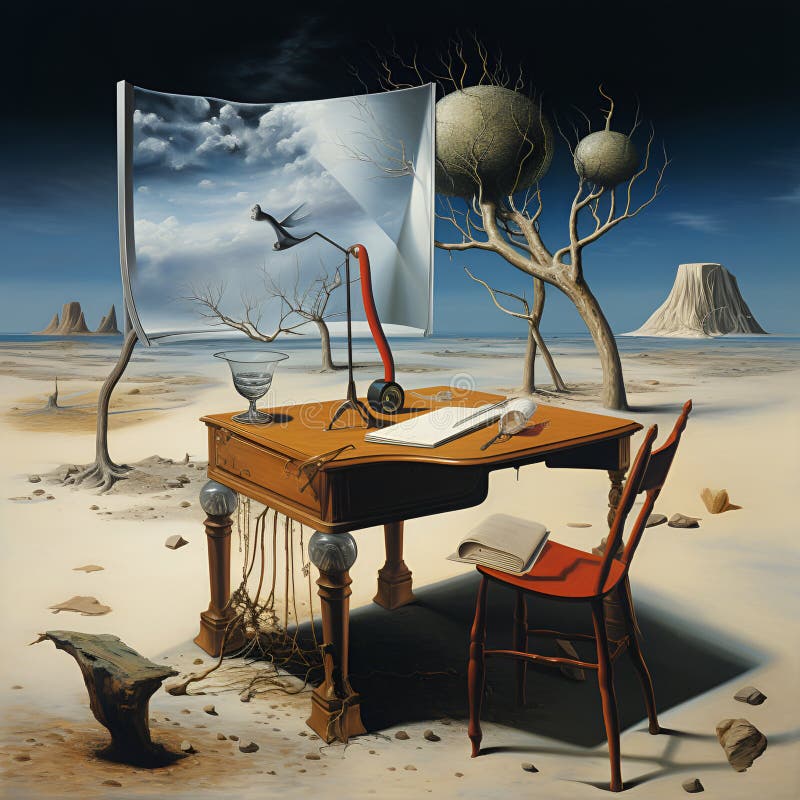 Work table, Surrealism stock image. Image of boundaries - 301955529