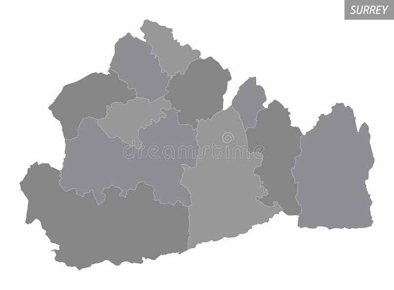 Surrey County Administrative Map Stock Vector - Illustration of mapping ...
