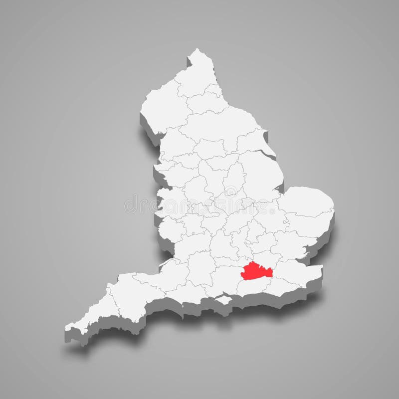Surrey County Location within England 3d Map Stock Illustration ...