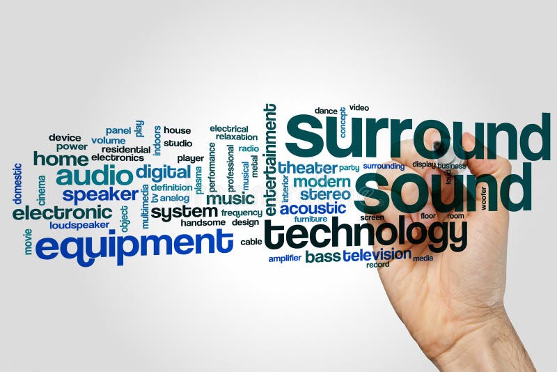Surround sound word cloud stock photo. Image of cloud - 90731822