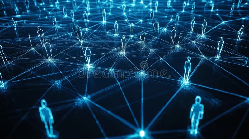 Surrounded by Darkness, a Gathering of Glowing Abstract Human Figures ...