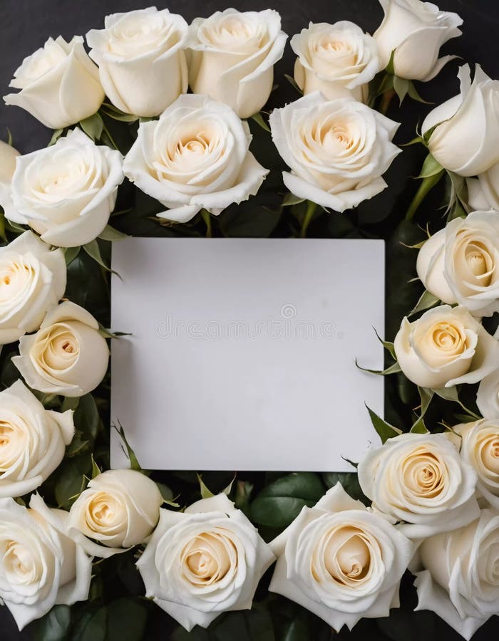 Surrounded by Elegant White Roses, a Pristine Blank Space Invites ...
