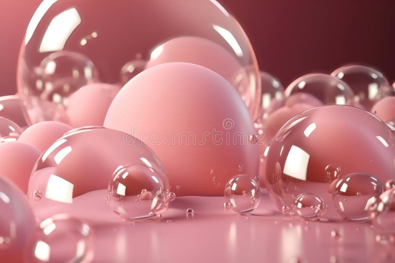 Surrounded by Floating Pink Bubbles, Light Pink. AI Generated Stock Illustration - Illustration ...
