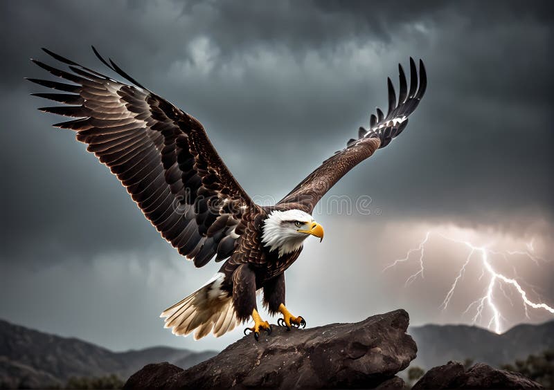 A soaring eagle in a storm stock illustration. Illustration of societal ...
