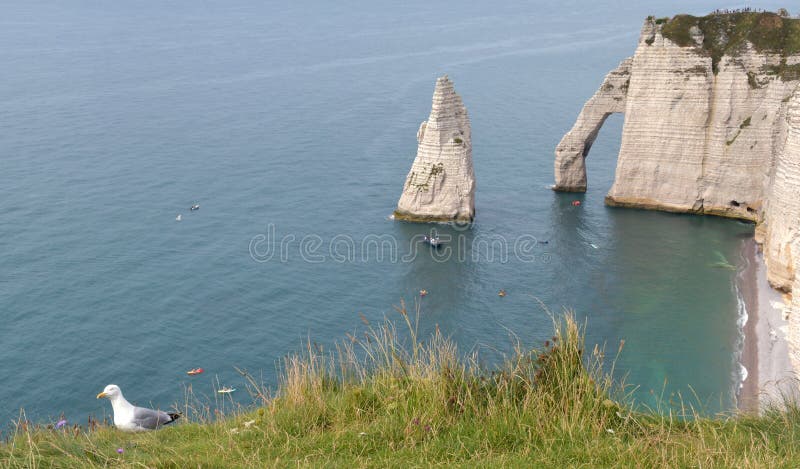 The Wonderful Cliffs of Etretat Beach in Normandy Stock Image - Image ...