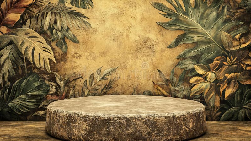 Surrounded by Lush Tropical Foliage, the Stone Display Platform Stands ...