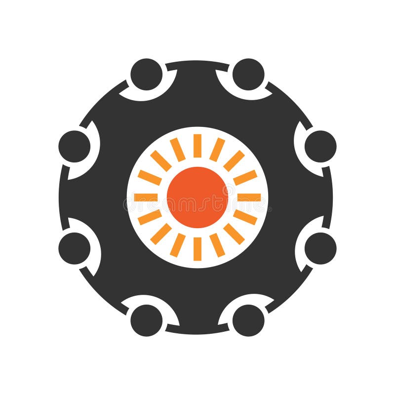 Dynamic Logo Featuring a Central Sun within a Gear Stock Illustration ...