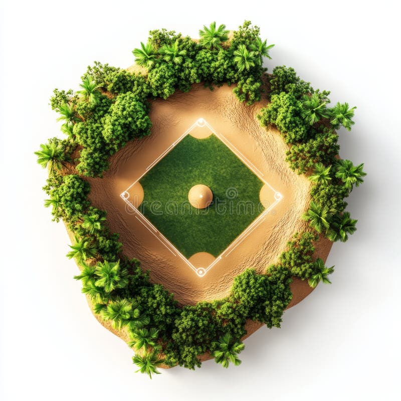 Surrounded by Trees, this Aerial View Shows a Baseball Field Stock ...