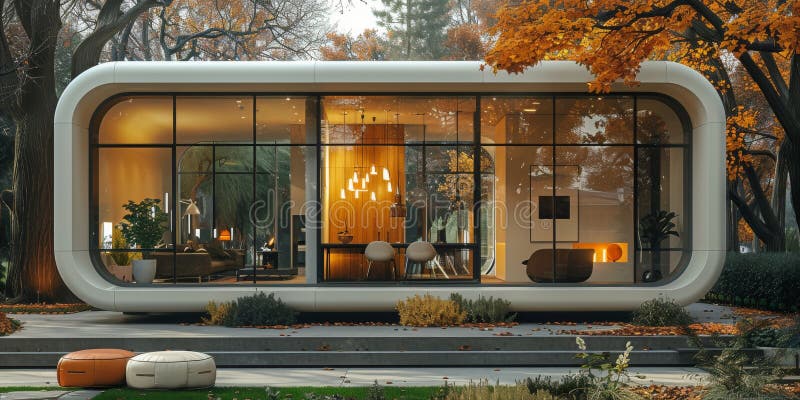 Surrounded Trees Contemporary House Features Ample Windows Stock Photos ...