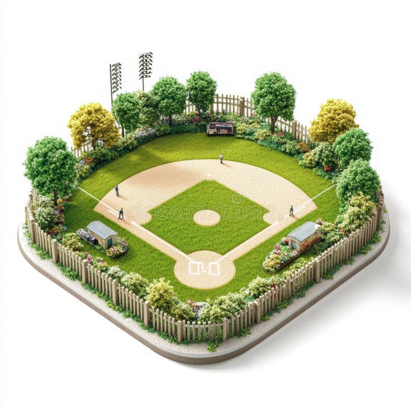 Surrounded by Trees and Grass, a Minimalist Baseball Field Stock Image ...