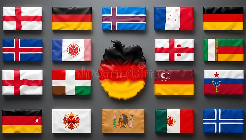 Surrounding Germany: a Colorful Display of International Flags Stock ...