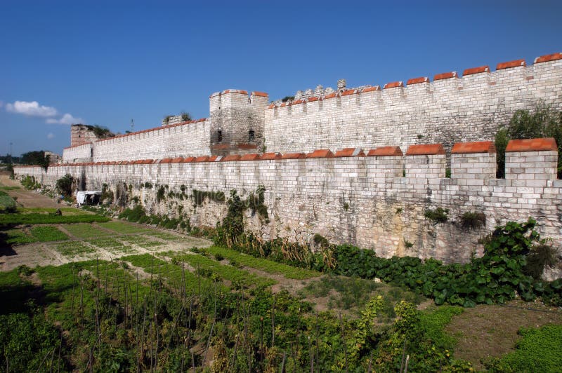 Surrounding Wall Of Ancient City Constantinople Stock Photo - Image ...