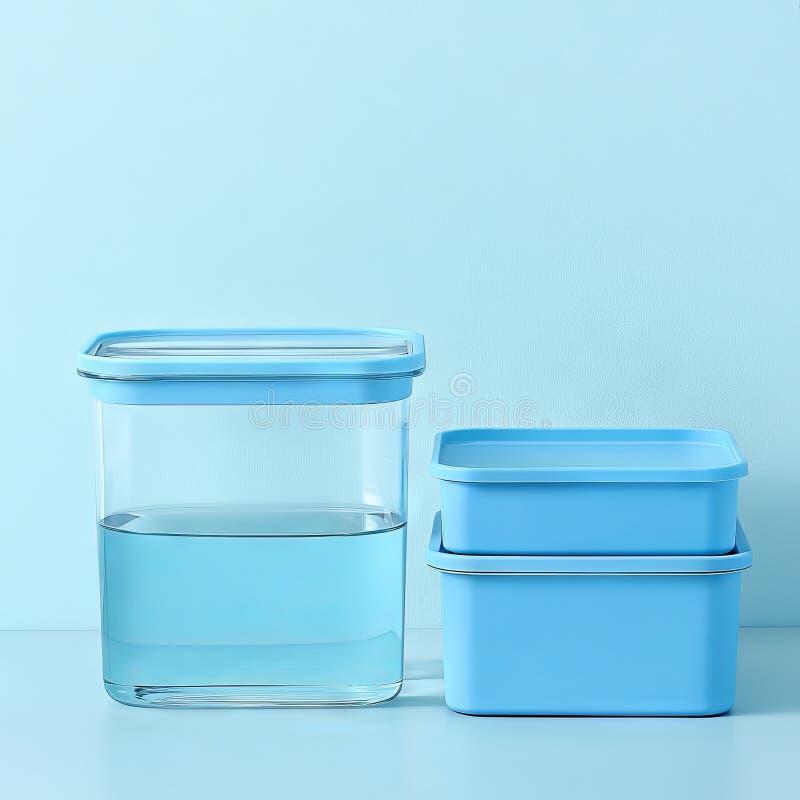 Surrounding a Wet Surface are Two Clear Plastic Containers, Each with a ...