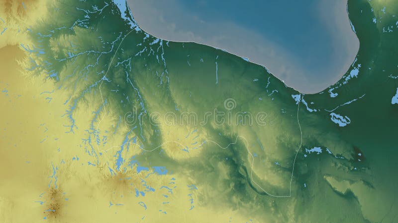 Surt, Libya - Outlined. Relief Stock Illustration - Illustration of ...