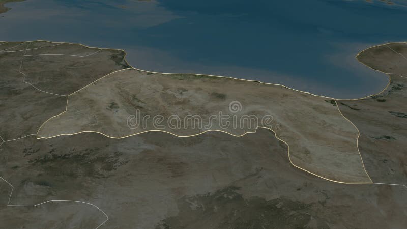 Surt, Libya - Outlined. Satellite Stock Illustration - Illustration of ...