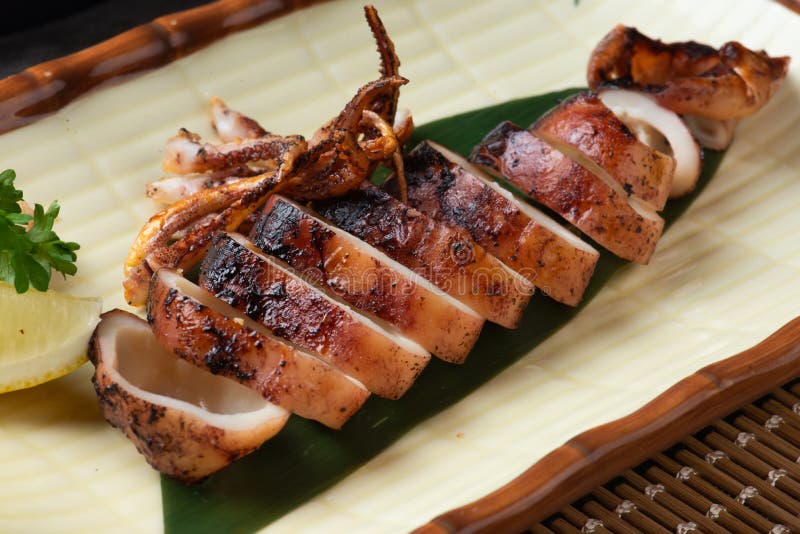 Surume ika grilled squid stock photo. Image of grilled - 121376738
