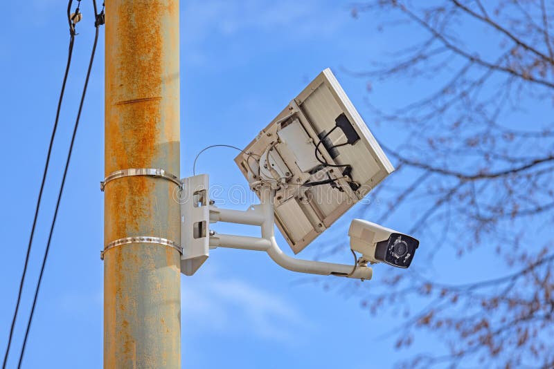 Surveilance Camera Solar Power Stock Photo - Image of camera, equipment ...