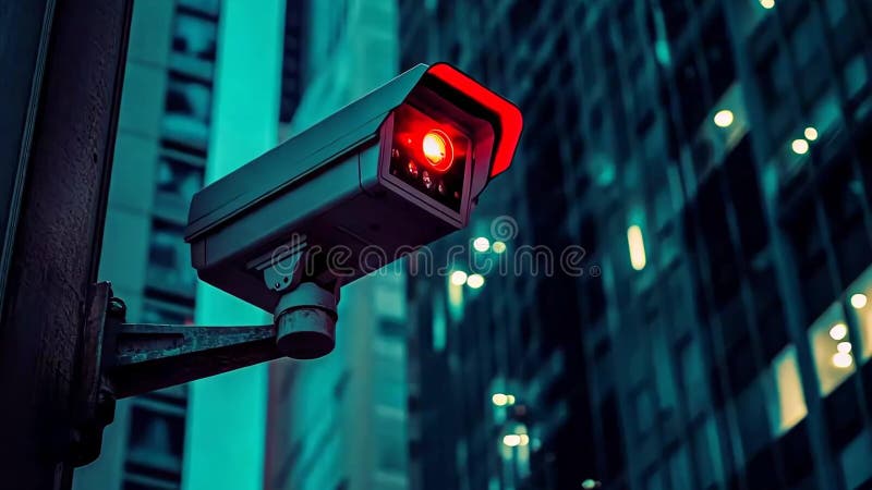 Surveillance Camera with Blinking Red Light Stock Image - Image of ...