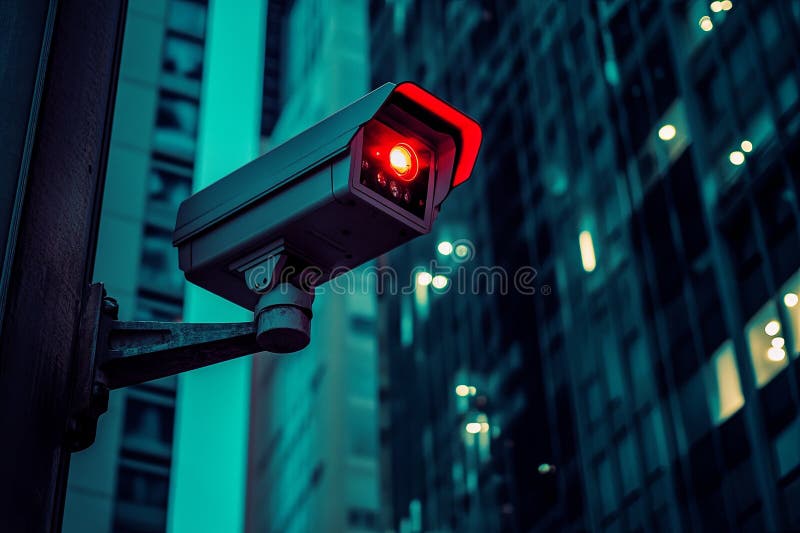 Surveillance Camera with Blinking Red Light Ai Stock Photo - Image of ...