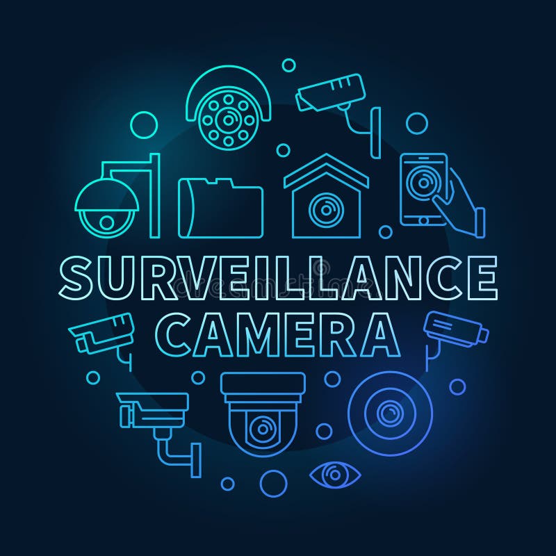 Security Surveillance Camera Blue Vector Line Icon Stock Vector ...