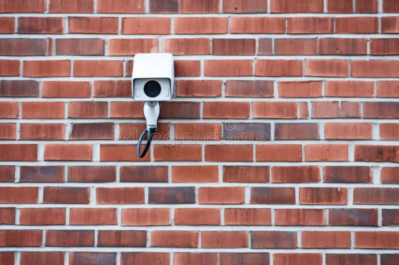 Surveillance Camera on a Brick Wall in Daylight Stock Image - Image of ...