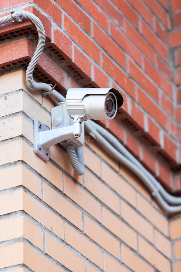 Video Surveillance Camera Close-up View Stock Image - Image of cable ...