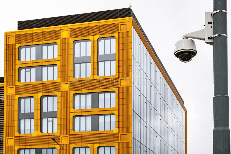 Surveillance Camera at the Business Center Building. Security Concept ...