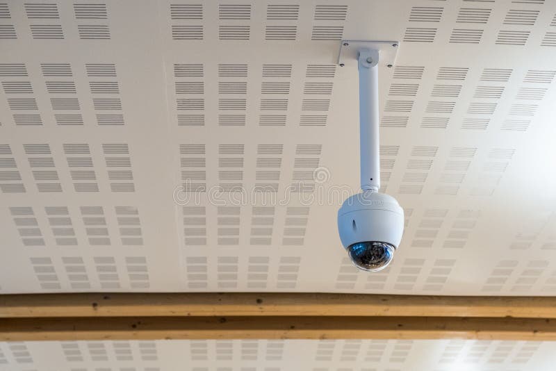 Security, CCTV Camera Hanging On The Roof Stock Image - Image of lens ...