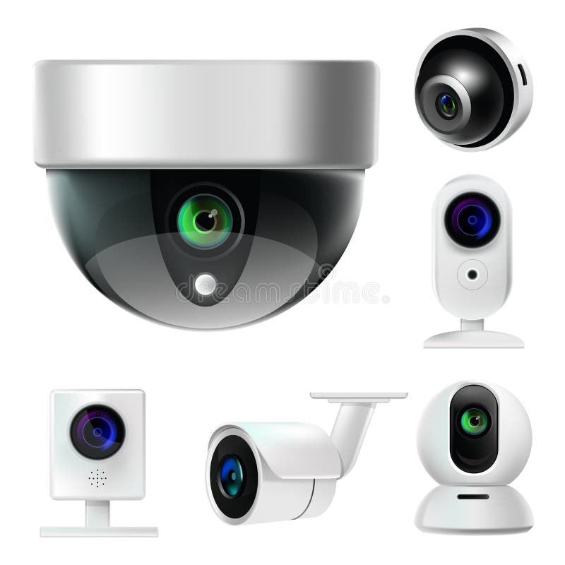 Surveillance Camera or CCTV Isolated Icons, Security System Stock ...