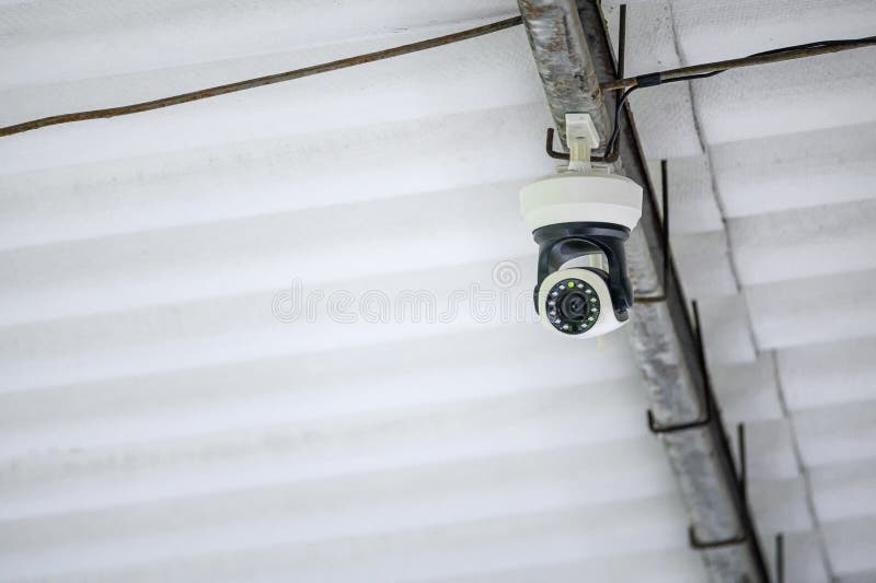 Surveillance Camera (CCTV) Setting on Ceiling Stock Image - Image of ...