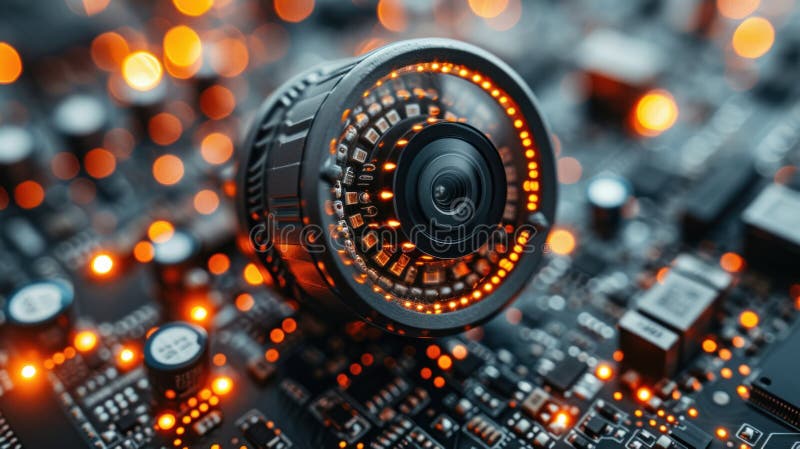 Surveillance Camera Close-up Stock Illustration - Illustration of ...