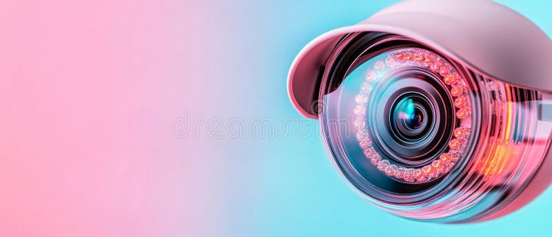 Surveillance Camera with Colorful Background Showcases the Integration ...