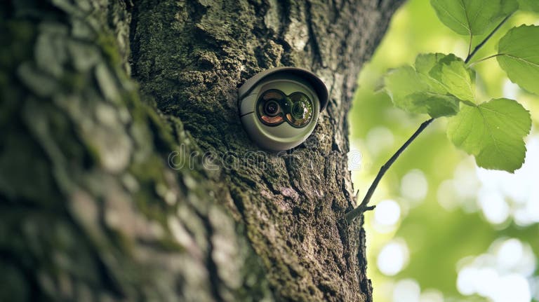 Surveillance Camera Concealed in Tree Trunk Stock Illustration ...