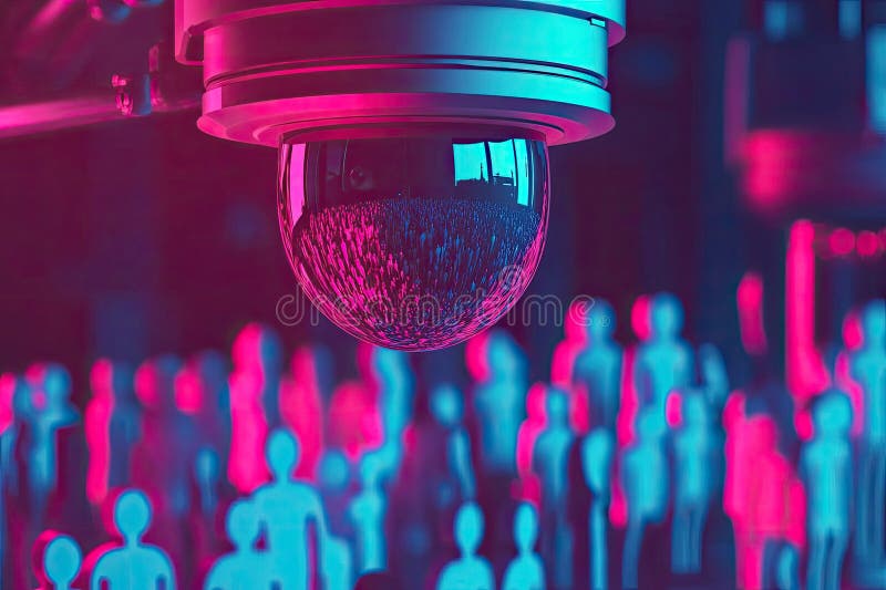 AI Surveillance: Crowd Monitoring Stock Image - Image of data, blue ...