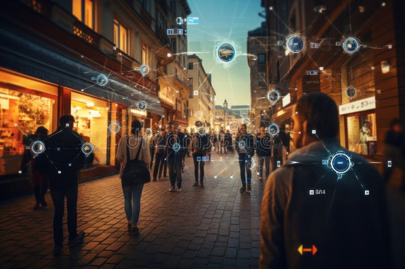 Surveillance Camera of a Crowd of People Walking Along Busy City ... Surveillance Camera of a Crowd of People Walking Along Busy City ...
