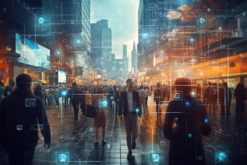 Surveillance Camera of a Crowd of People Walking Along Busy City ... Surveillance Camera of a Crowd of People Walking Along Busy City ...