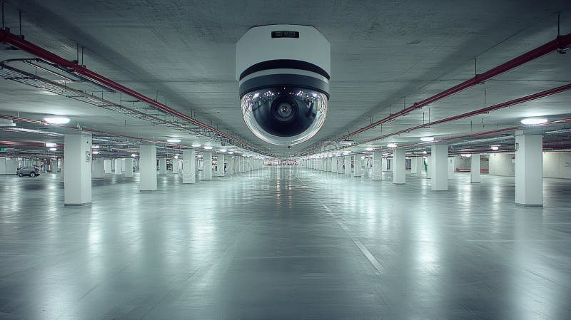 Surveillance Camera Empty Underground Parking Garage Stock Photos ...