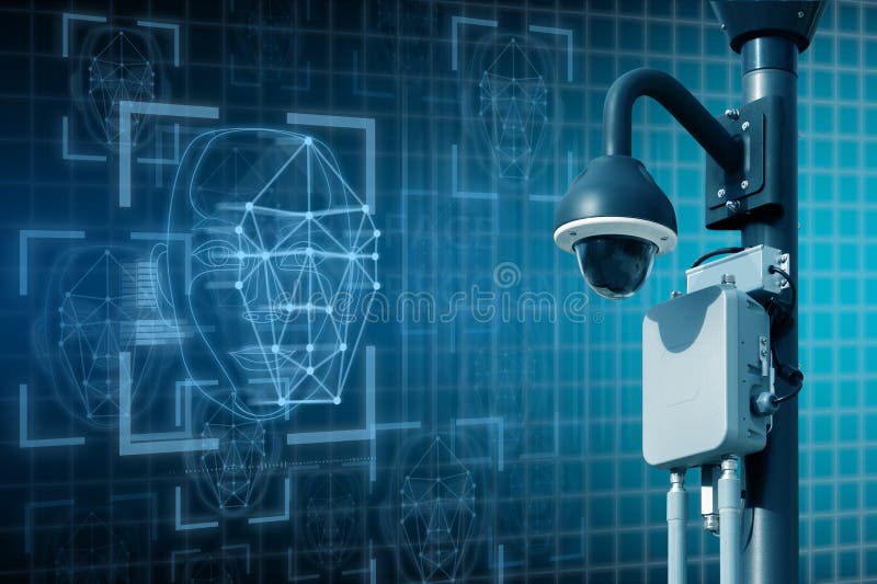Surveillance Camera with Face Recognition Stock Image - Image of ...