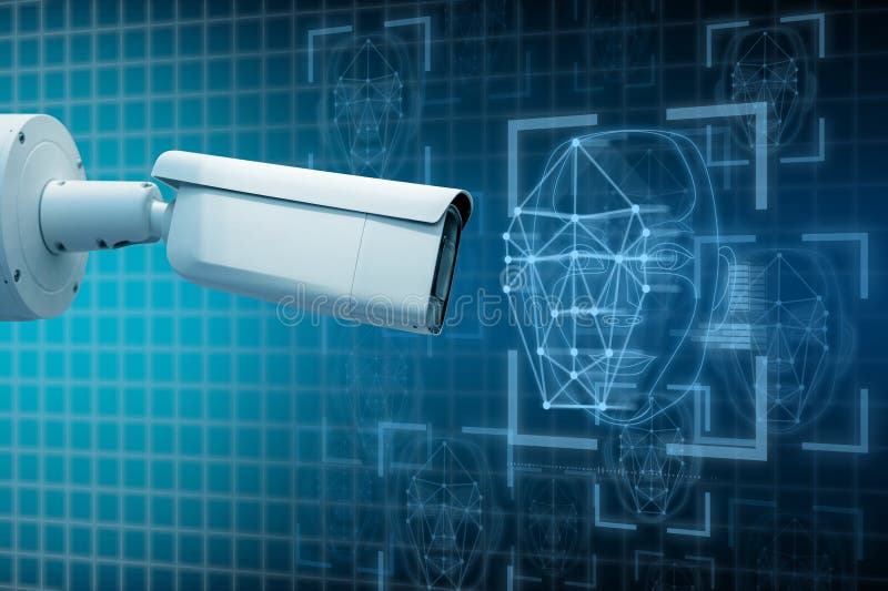 Surveillance Camera with Face Recognition Stock Photo - Image of ...