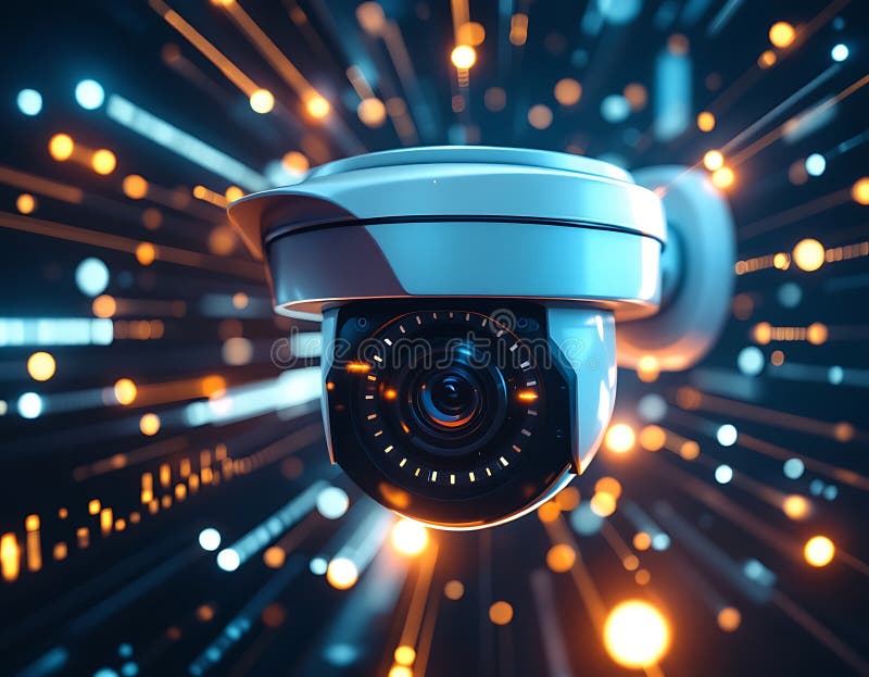 Surveillance Camera: Futuristic Dome in Dynamic Light Streaks Stock ...