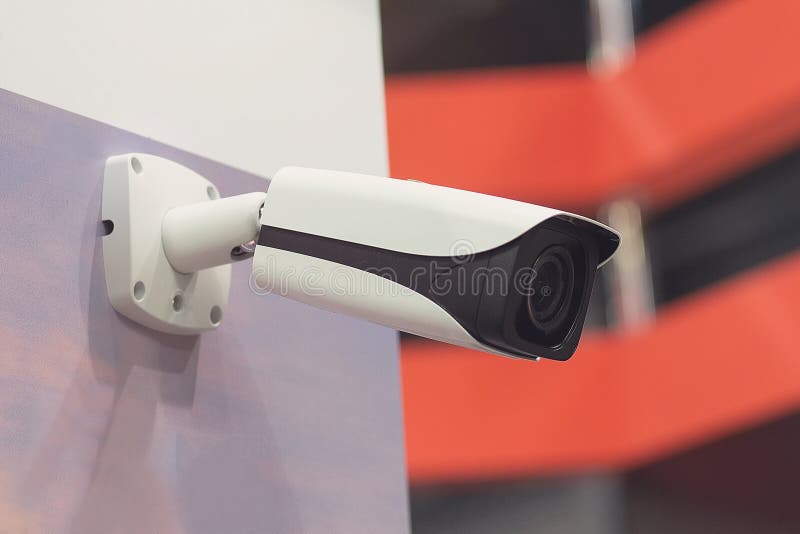 Surveillance Camera is Hanging on the Wall Stock Photo - Image of ...