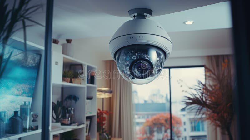 Surveillance Camera in a Home Setting. Suitable for Security Concepts ...