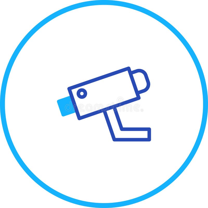 Surveillance Camera Icon in Blue, Security System Vector Illustration ...