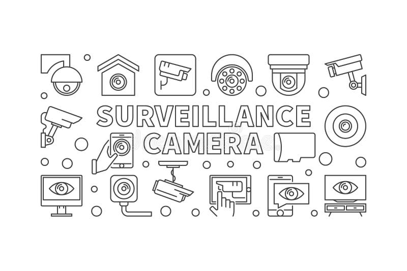 CCTV Horizontal Illustration. Vector Concept Line Banner Stock Vector ...