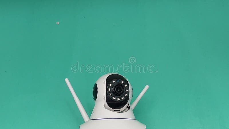 Surveillance Camera on Isolated Green Stock Video - Video of technology ...