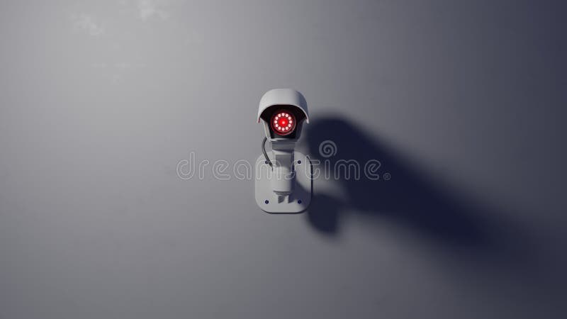 Surveillance Camera Lens Glowing in Dim Light. Dark, Ominous Mood with ...