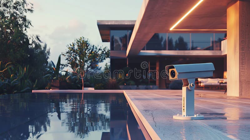 Surveillance Camera at Luxury Modern Home with an Infinity Pool at ...