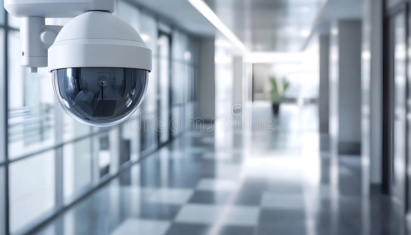 Surveillance Camera Monitoring Modern Hallway Interior Stock Image ...