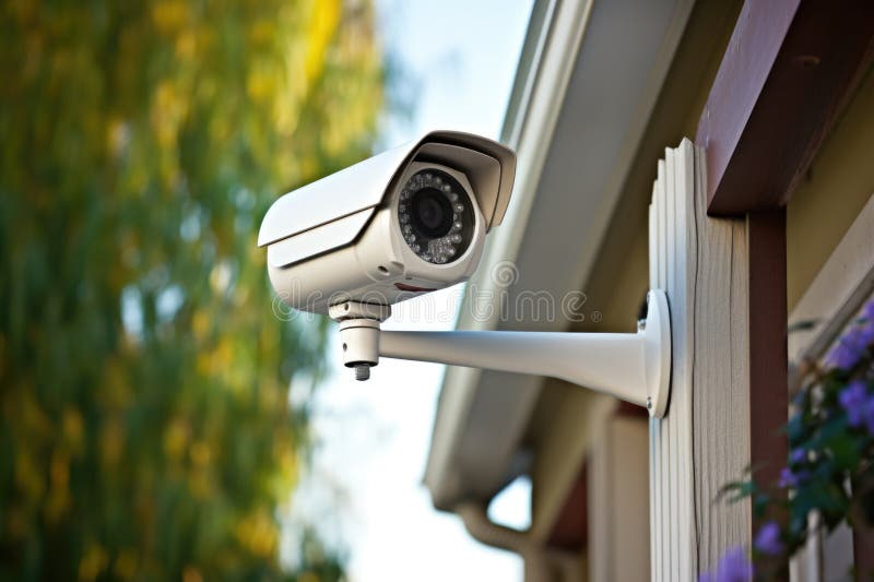Surveillance Camera Mounted on a Home Exterior Stock Image - Image of ...